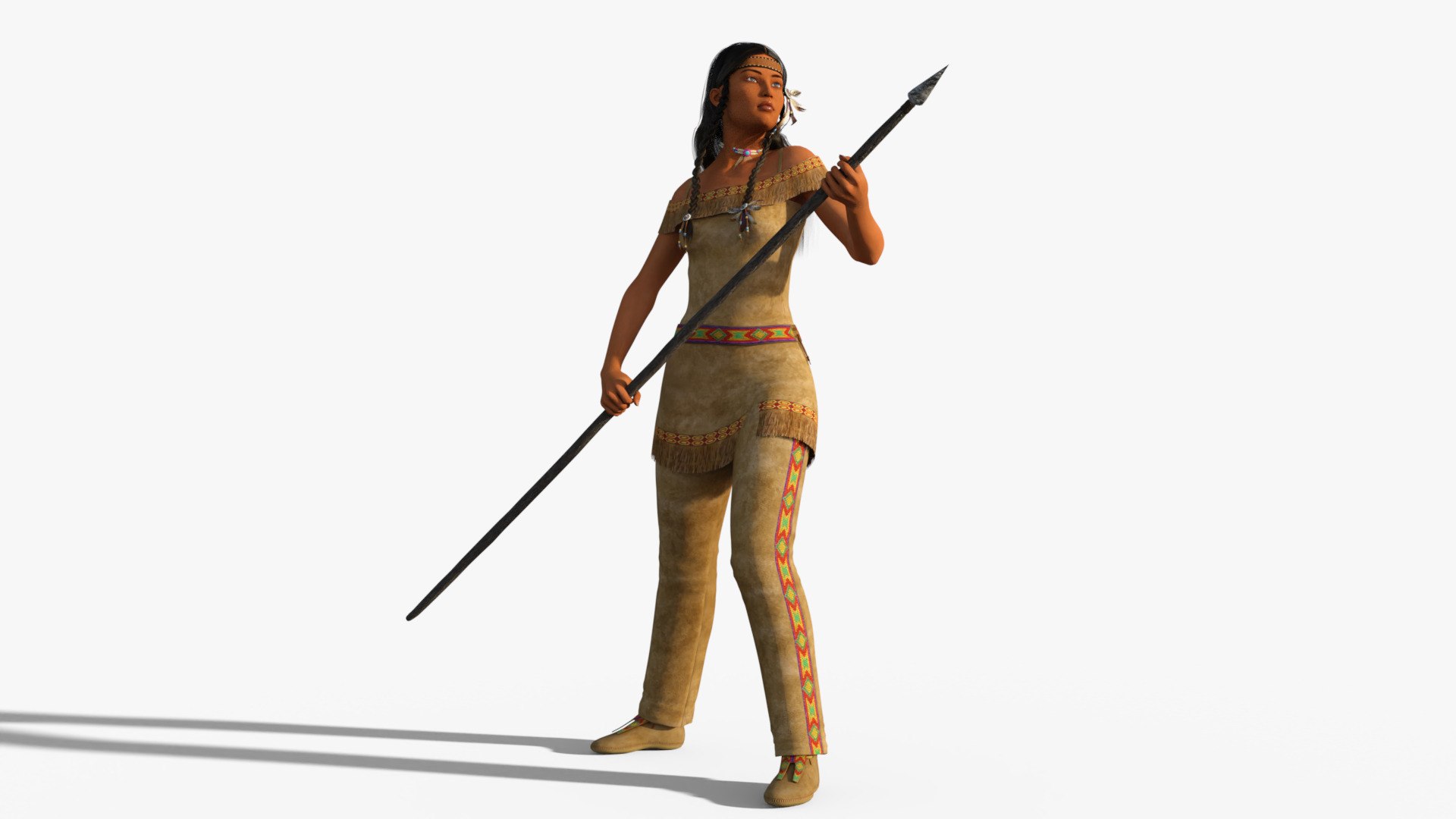 3D Model Native American Girl - Squaw Rigged Animated Low-poly 3D Model ...