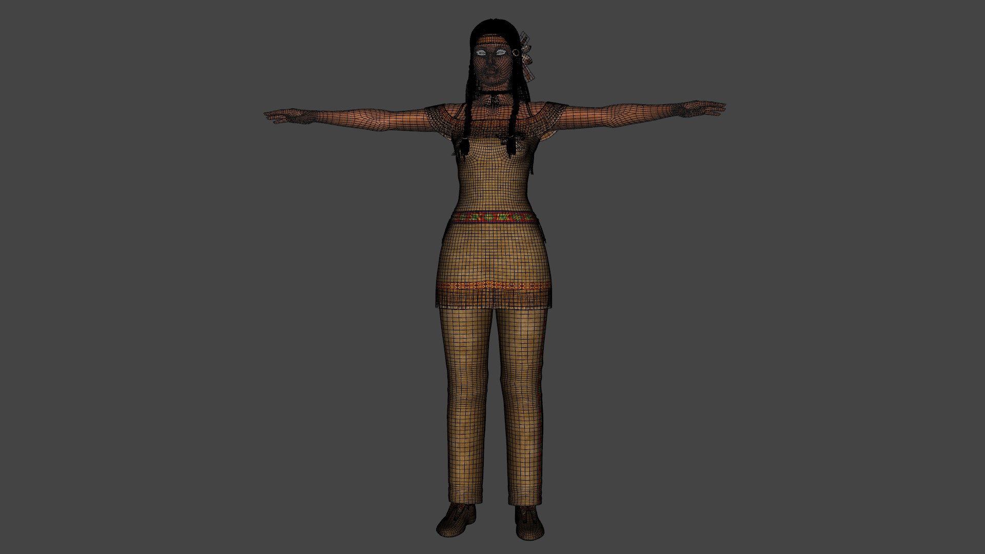 3D Model Native American Girl - Squaw Rigged Animated Low-poly 3D Model ...