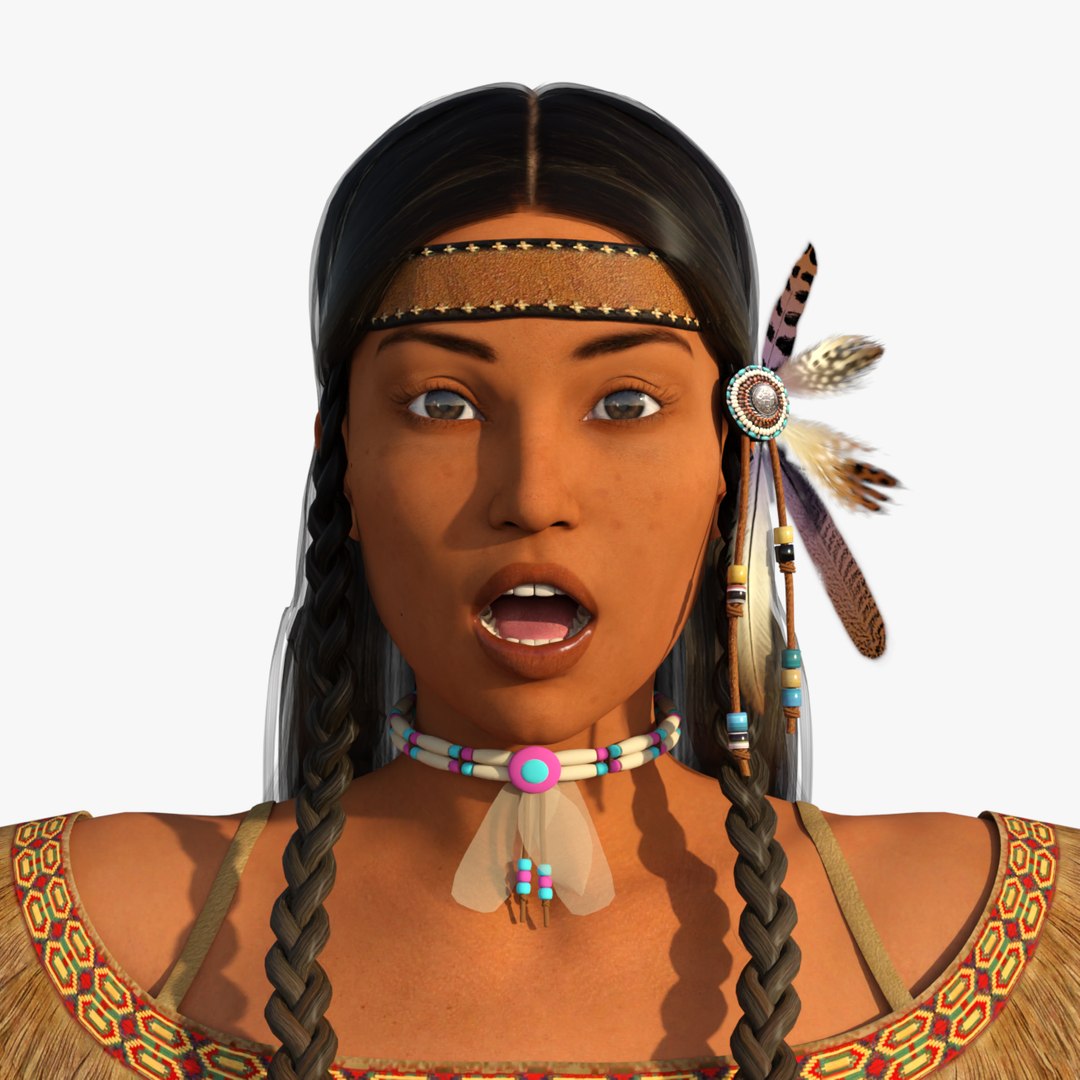 3D Model Native American Girl - Squaw Rigged Animated Low-poly 3D Model ...
