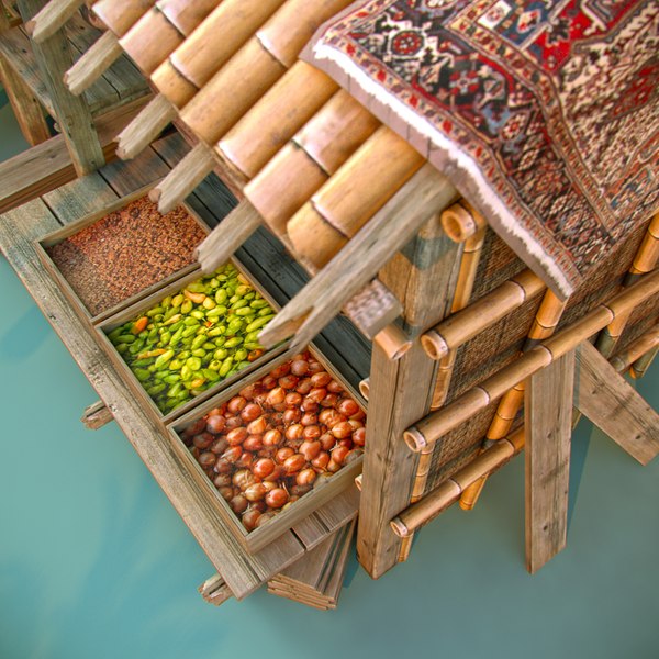 3d indian bamboo vegetable kiosk model