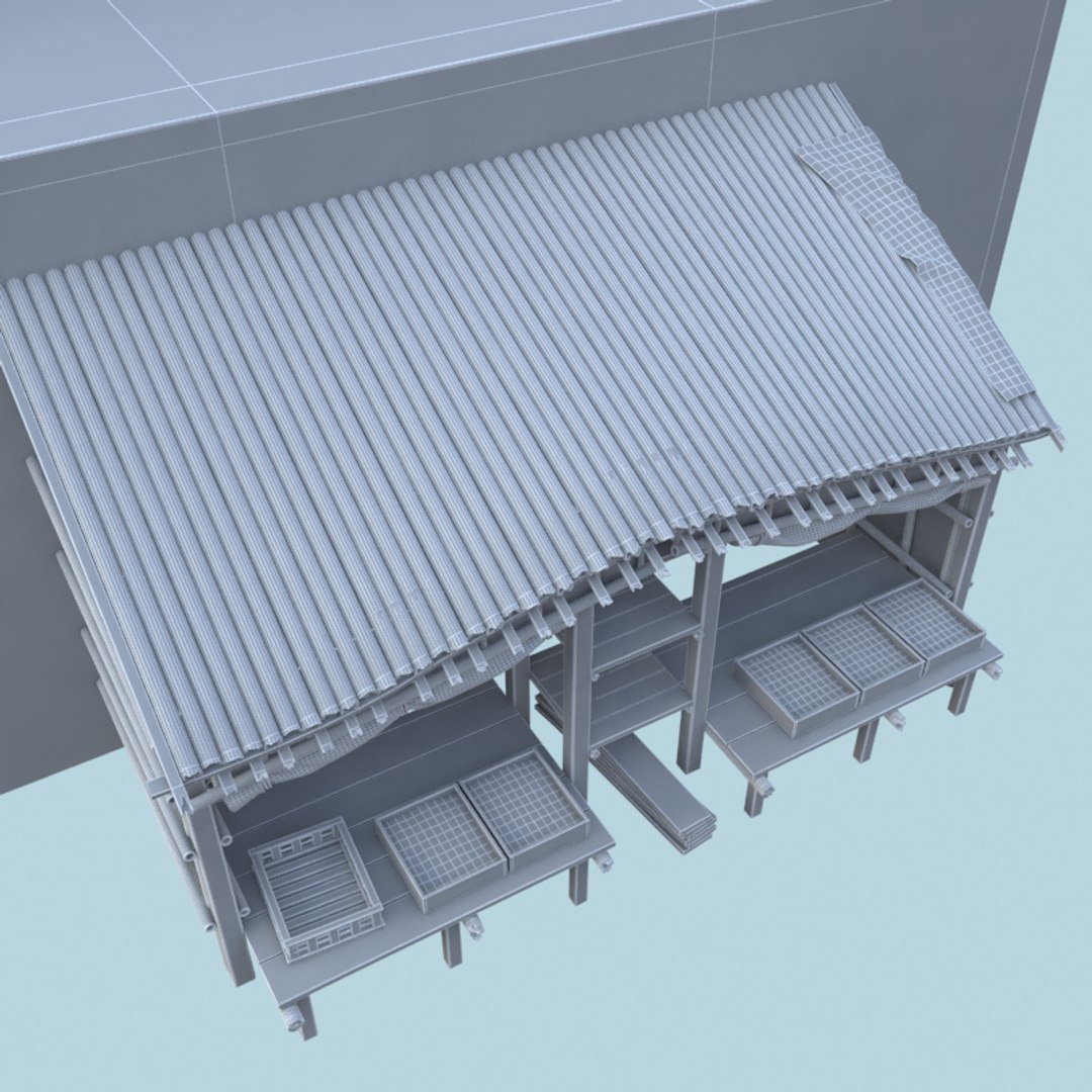 3d Indian Bamboo Vegetable Kiosk Model