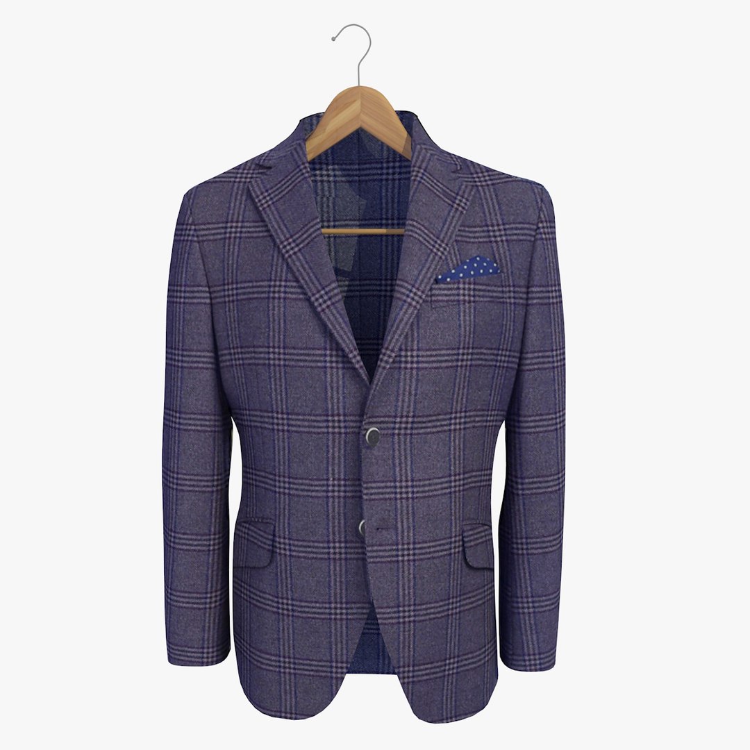 Blue Male Blazer Jacket 3d Model