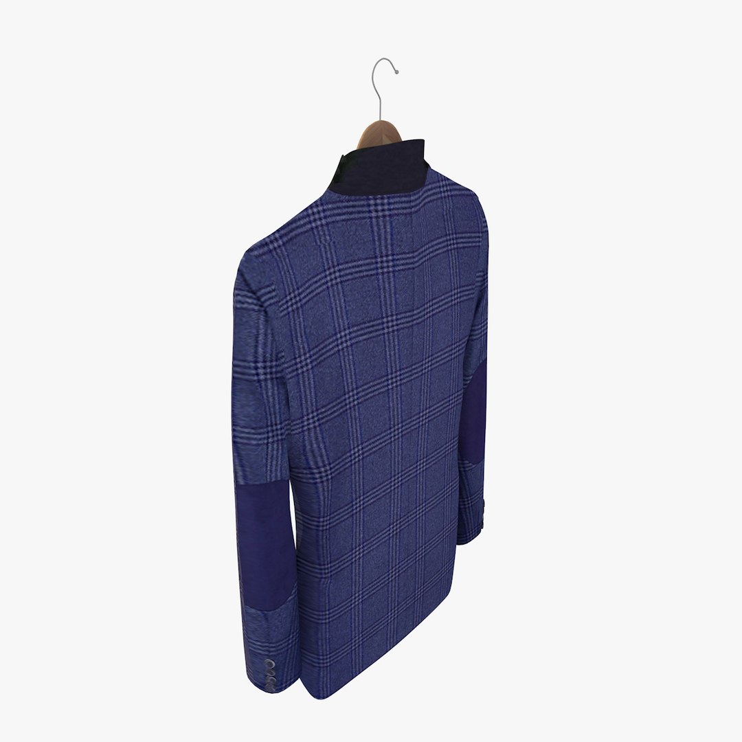Blue Male Blazer Jacket 3d Model