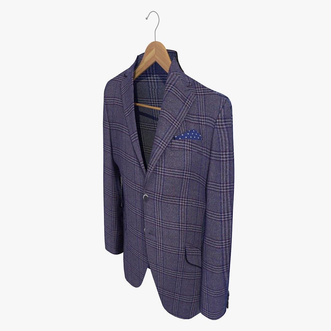 Blue Male Blazer Jacket 3d Model