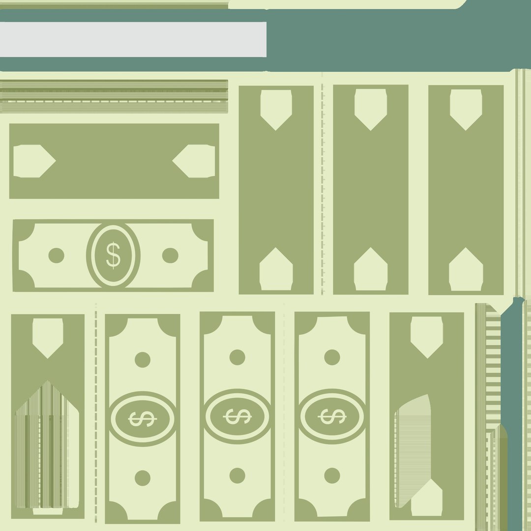 3D Model Cash Coins And Gold Bars - TurboSquid 2352549