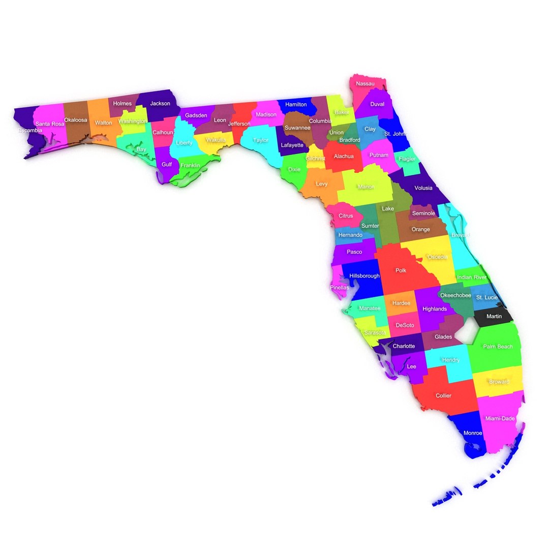 3d Florida Counties Model