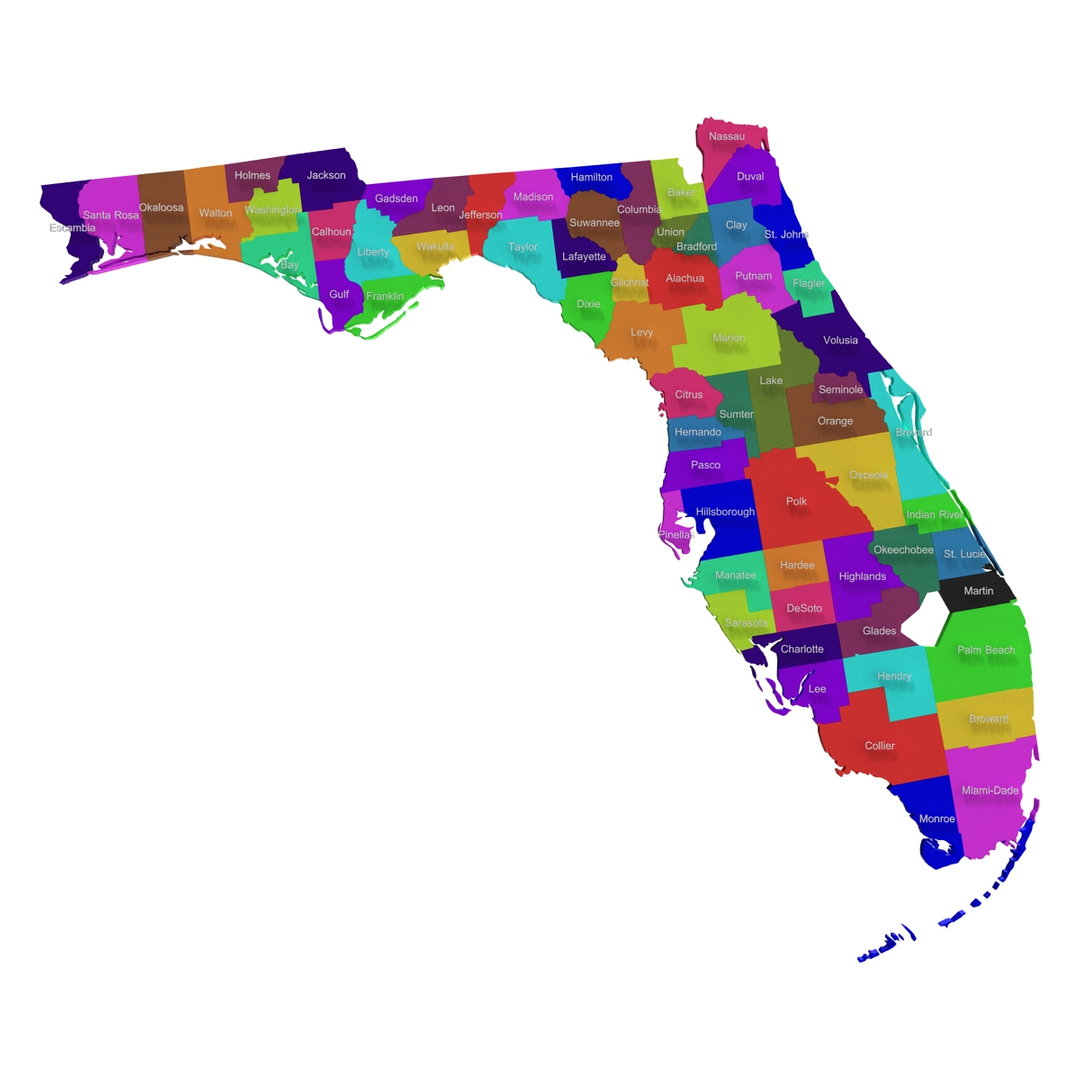3d Florida Counties Model