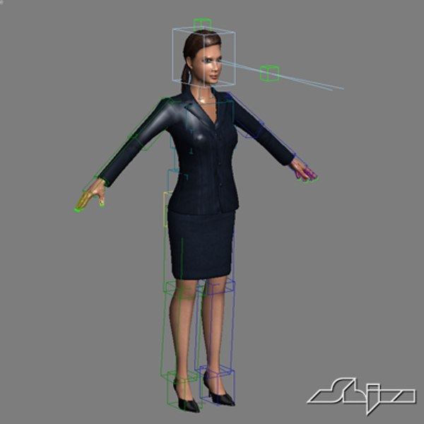 female character office woman 3d model
