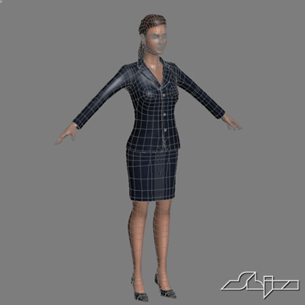 female character office woman 3d model