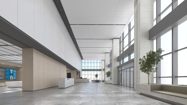 Modern simple office hotel Apartment lobby Leisure activity reception ...