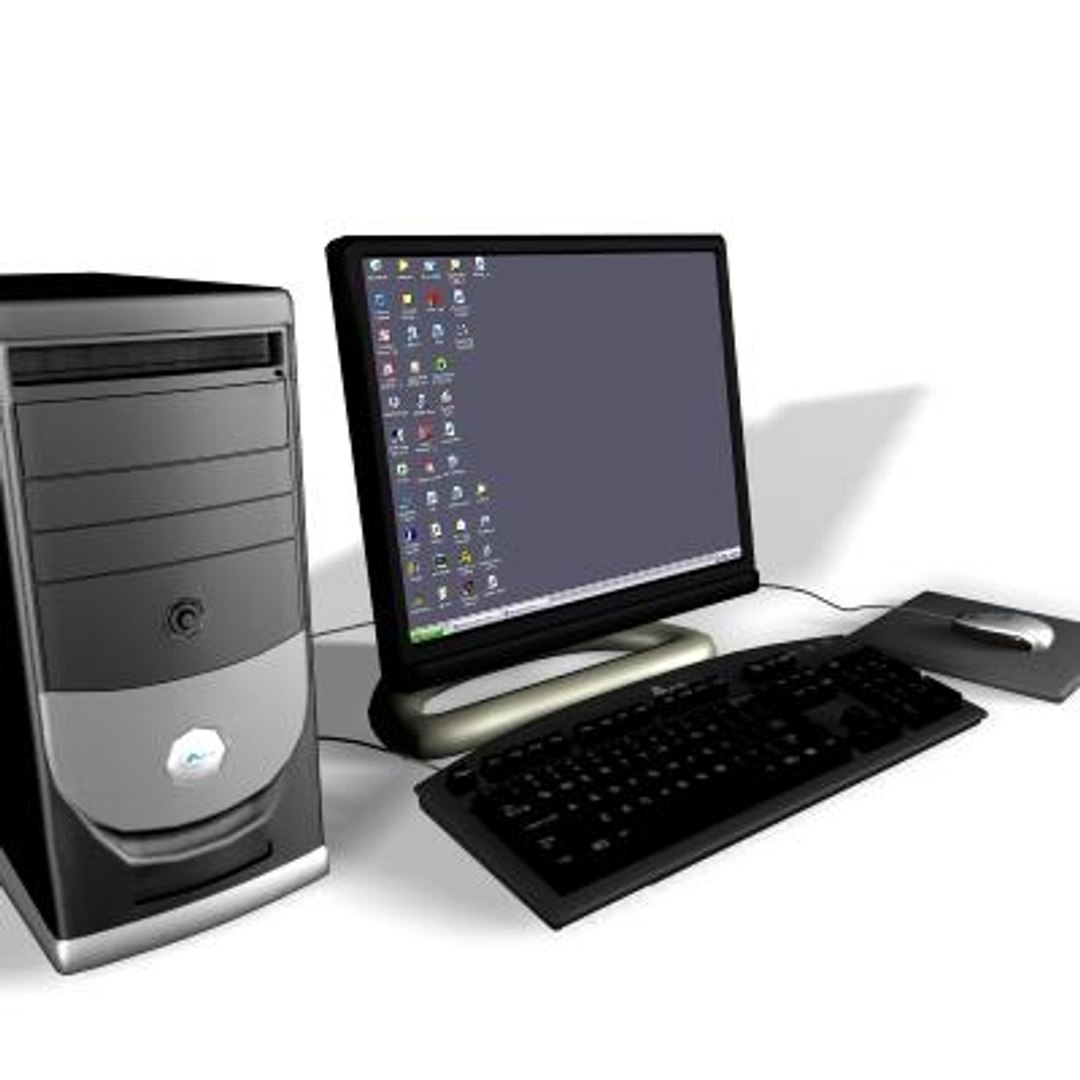 computer monitor mouse keyboard 3d model