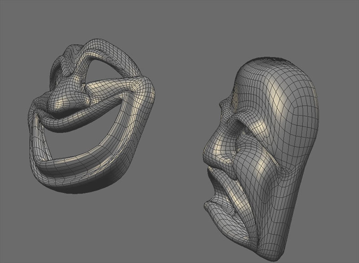 3d Ancient Greek Comedy Tragedy Model