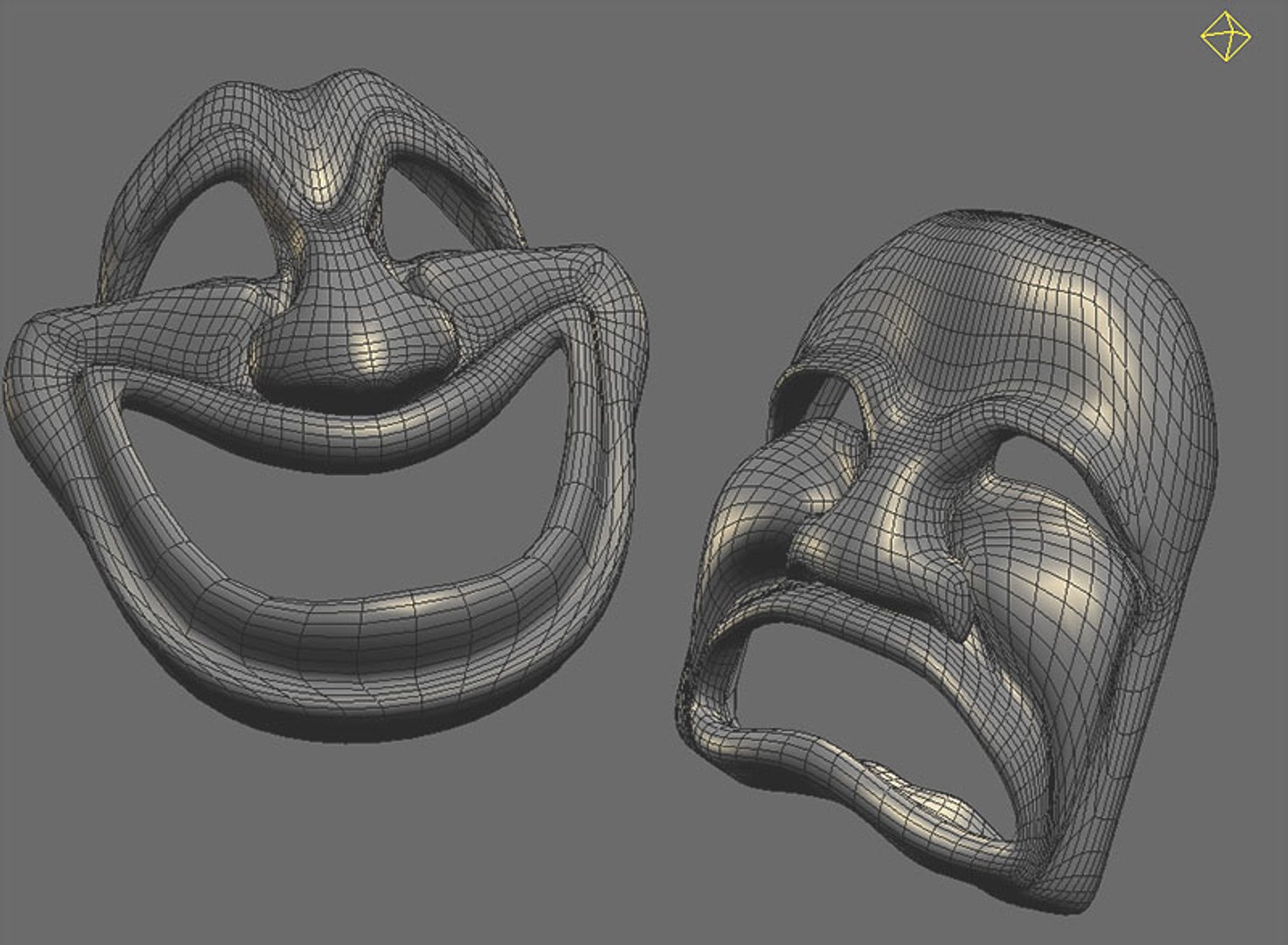 3d Ancient Greek Comedy Tragedy Model