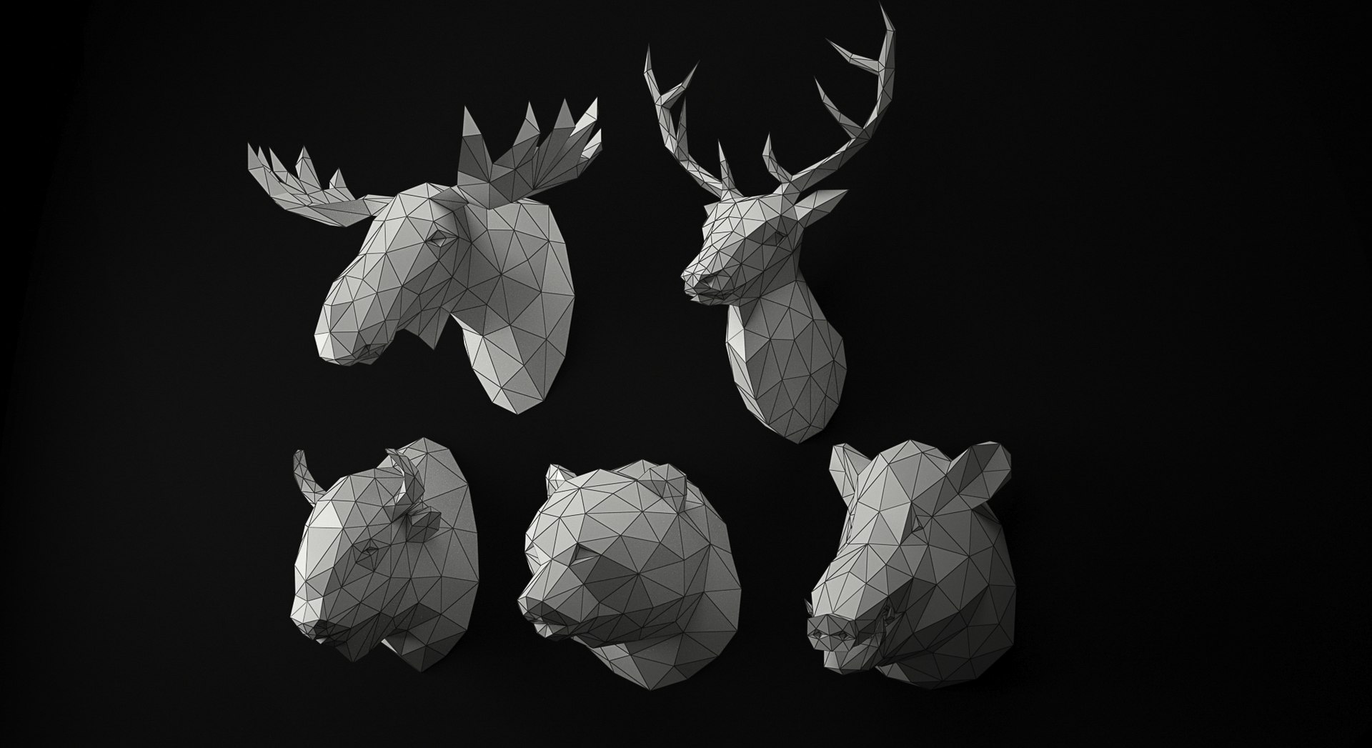 Low Poly Animal Heads SET 3 3D - TurboSquid 1847510