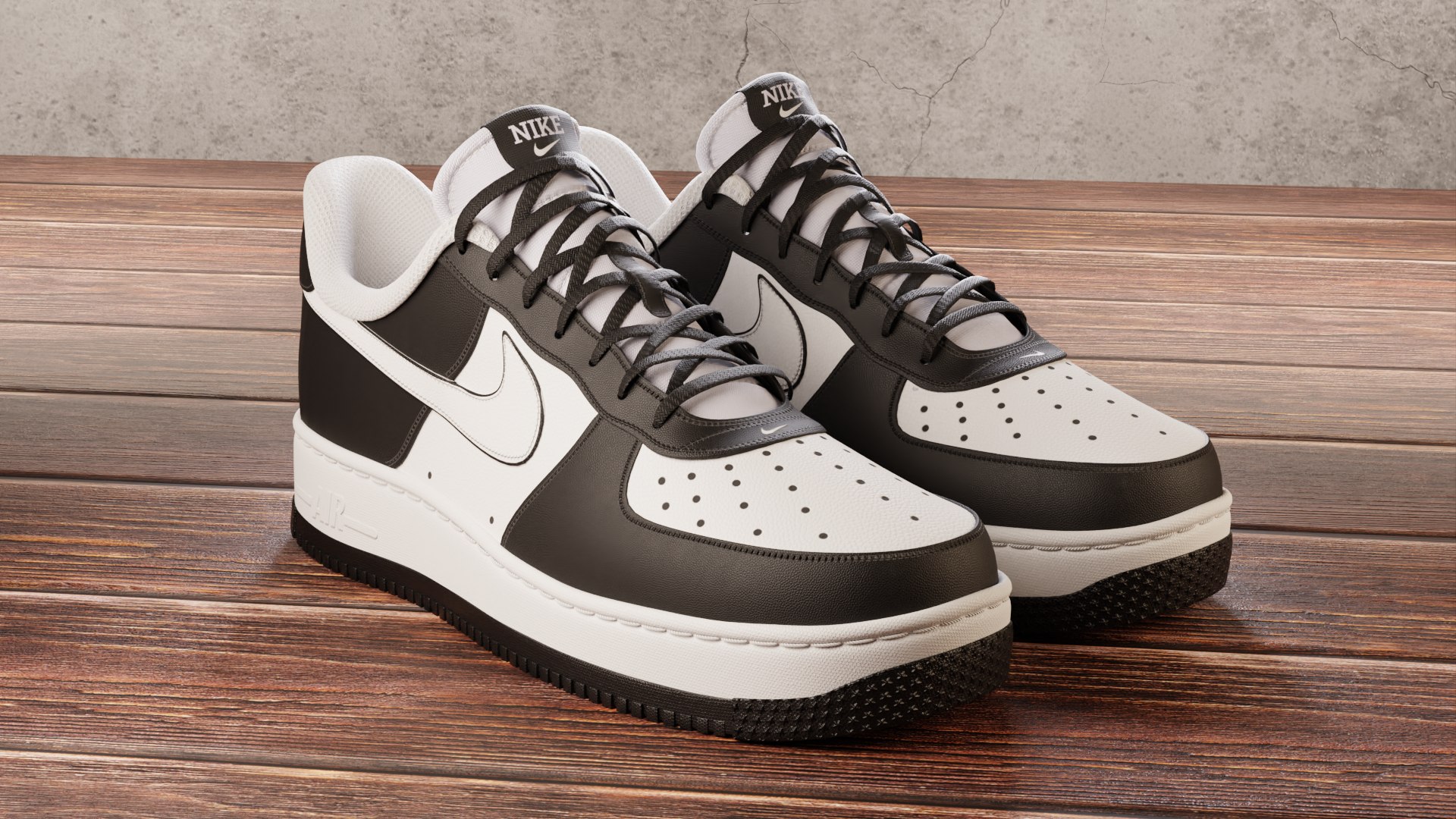 Nike Air Force 1 Black and White 3D model - TurboSquid 2091457