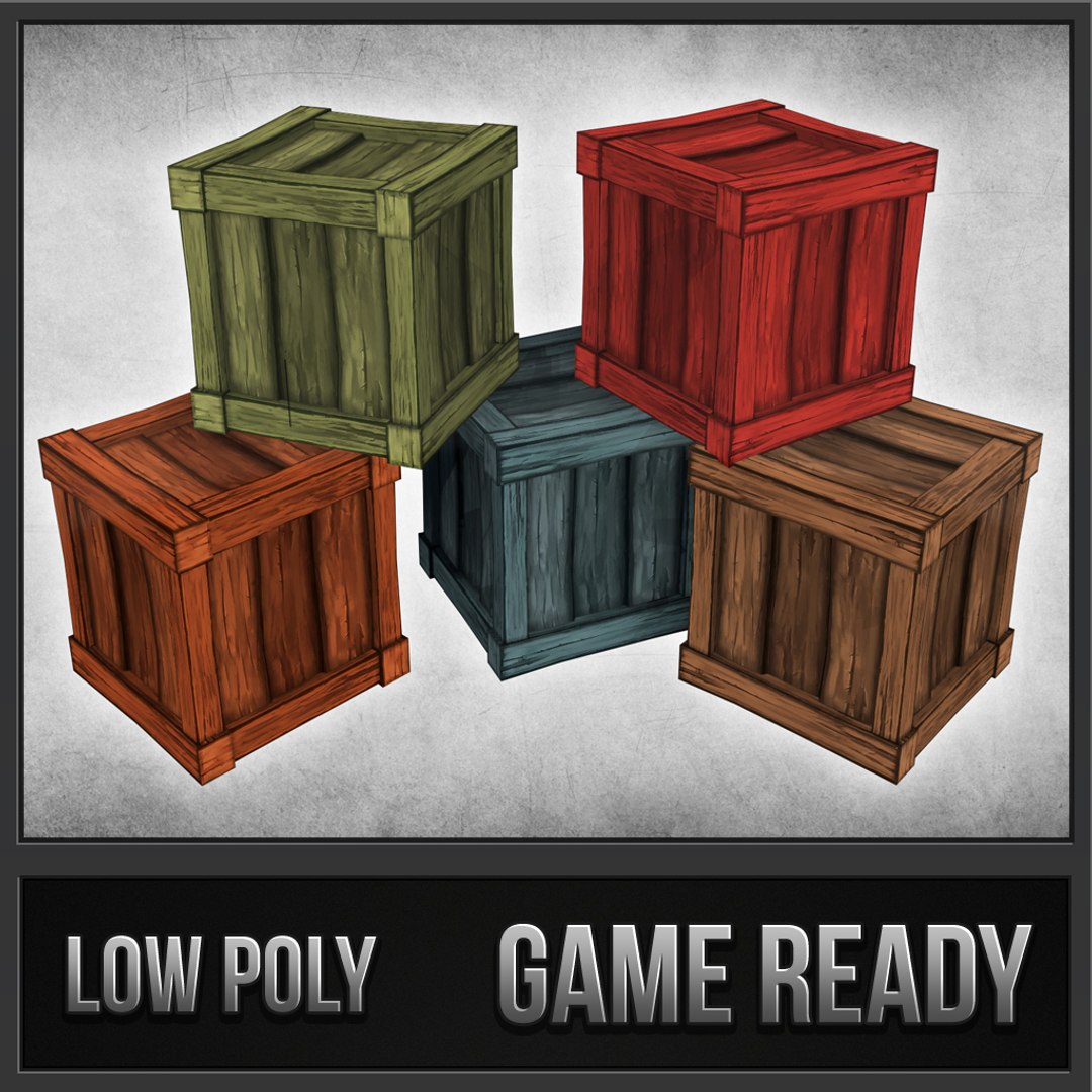 Cartoon Wood Crates 3d Model