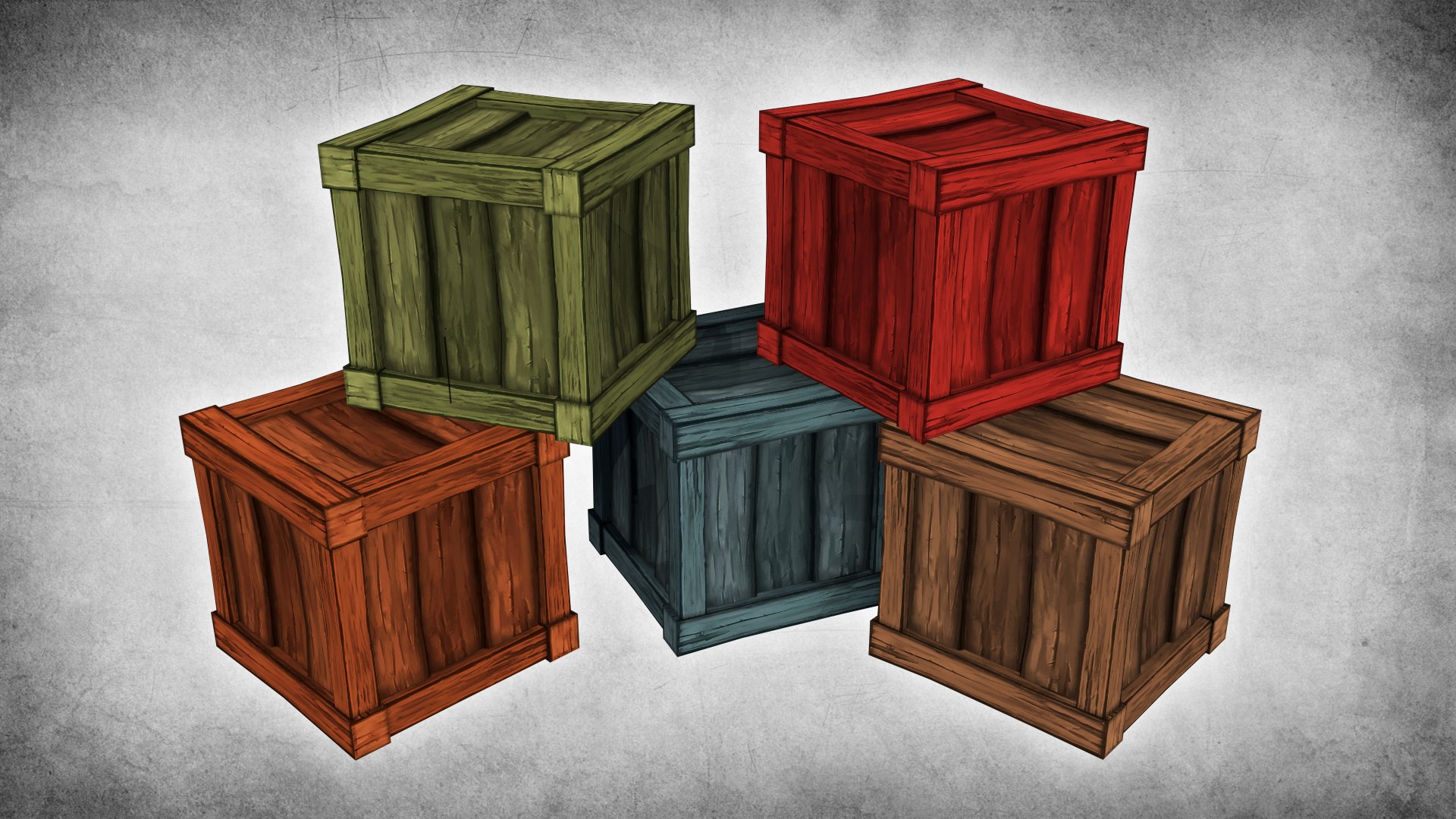 Cartoon Wood Crates 3d Model