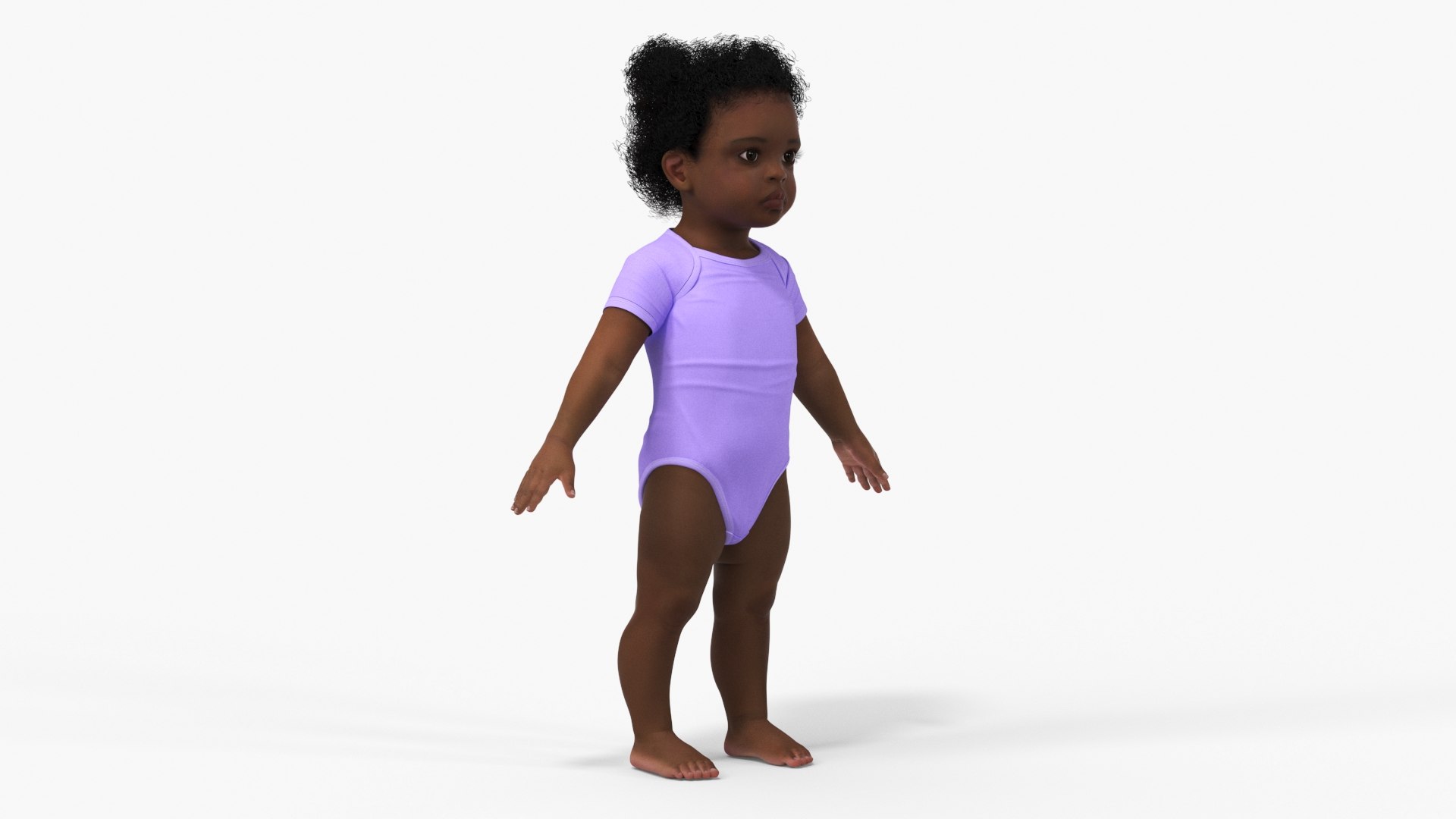 Black Baby Girl Light Skin Wearing Bodysuit A-Pose 3D Model ...