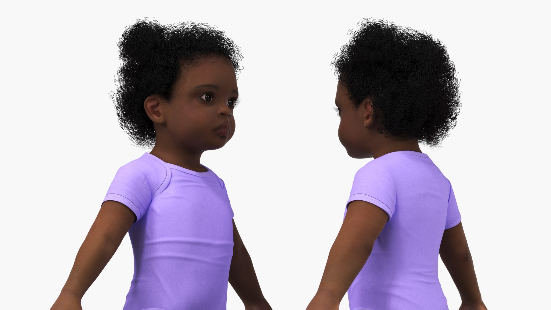 Black Baby Girl Light Skin Wearing Bodysuit A-Pose 3D Model ...