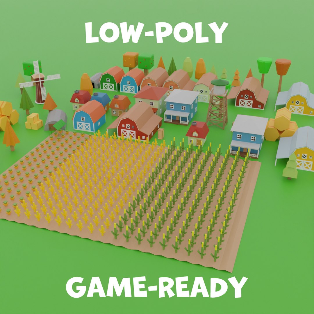 Cartoon Farm - Simple Assets Low-poly 3D model 3D - TurboSquid 2132940