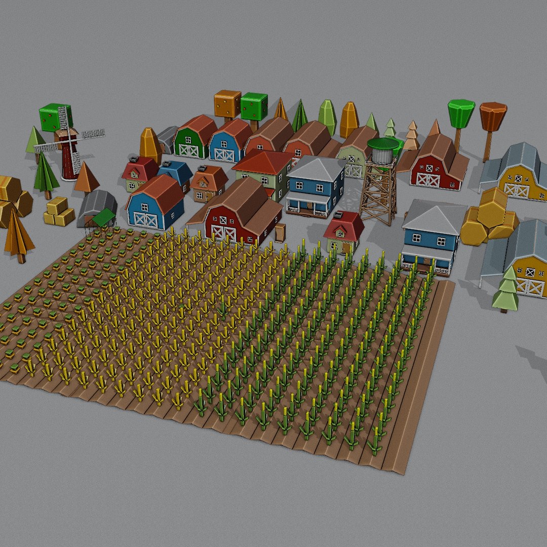 Cartoon Farm - Simple Assets Low-poly 3D model 3D - TurboSquid 2132940