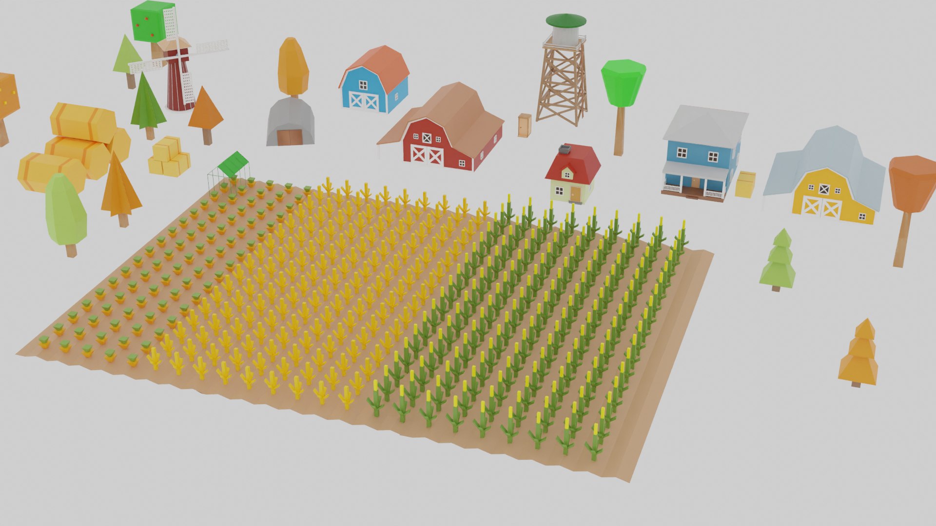 Cartoon Farm - Simple Assets Low-poly 3D - TurboSquid 2132940