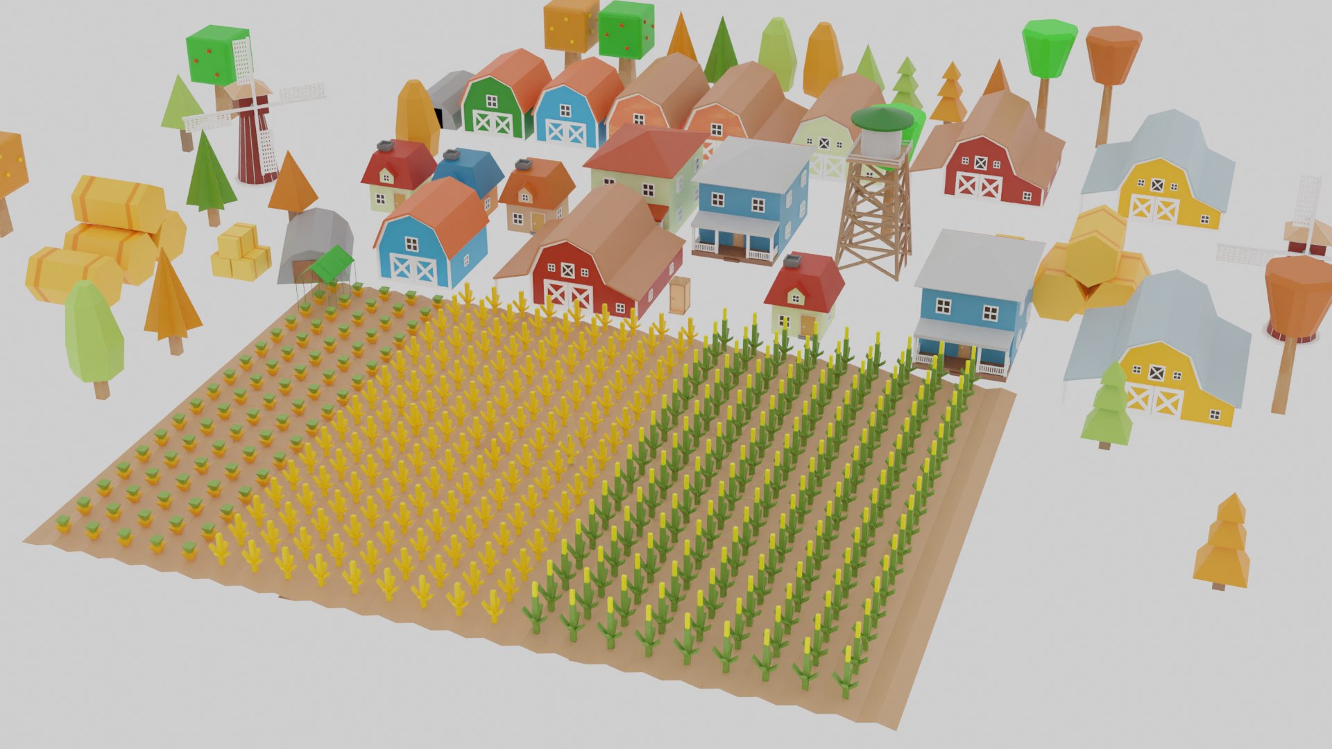 Cartoon Farm - Simple Assets Low-poly 3D model 3D - TurboSquid 2132940