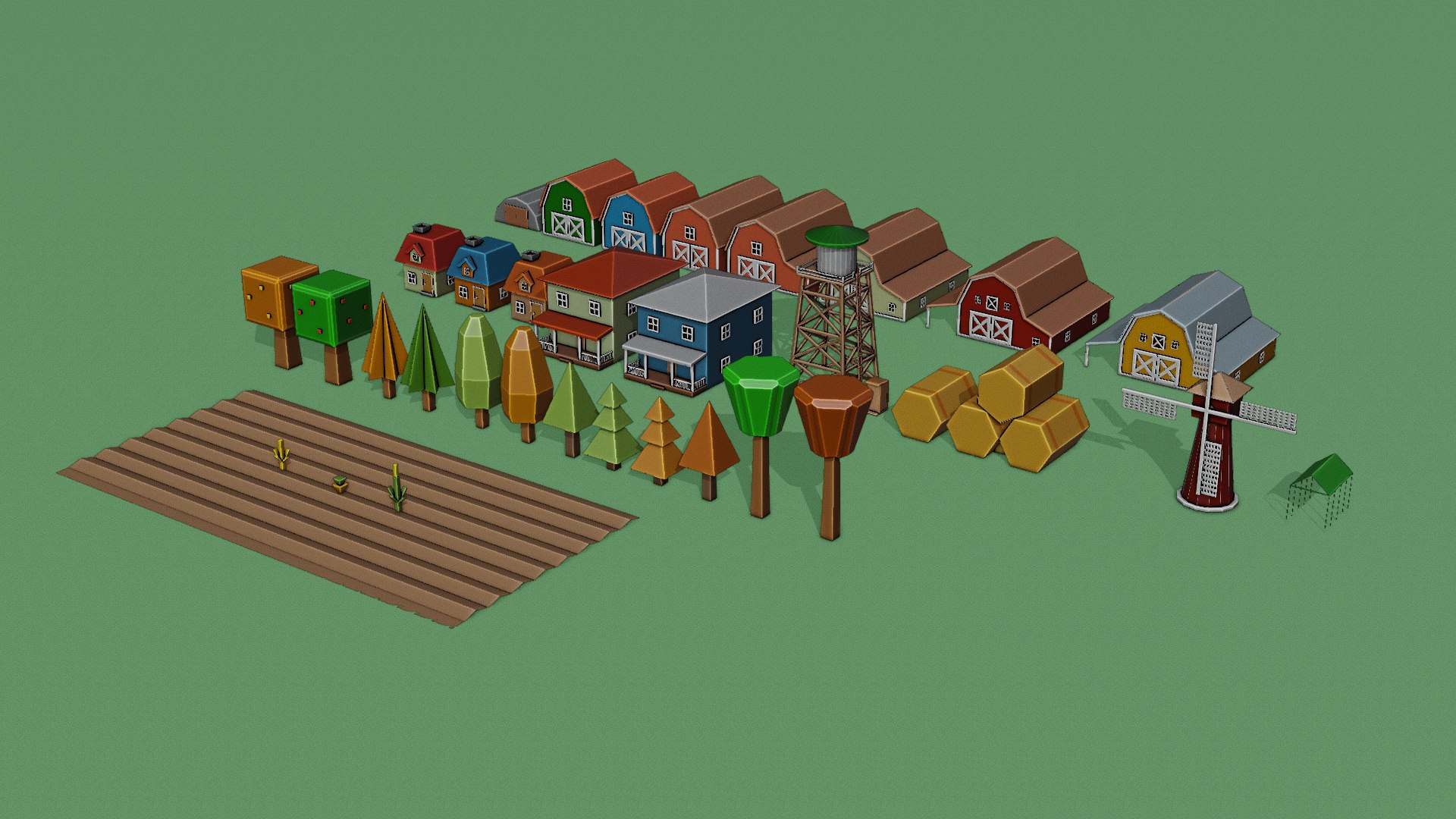 Cartoon Farm - Simple Assets Low-poly 3D - TurboSquid 2132940