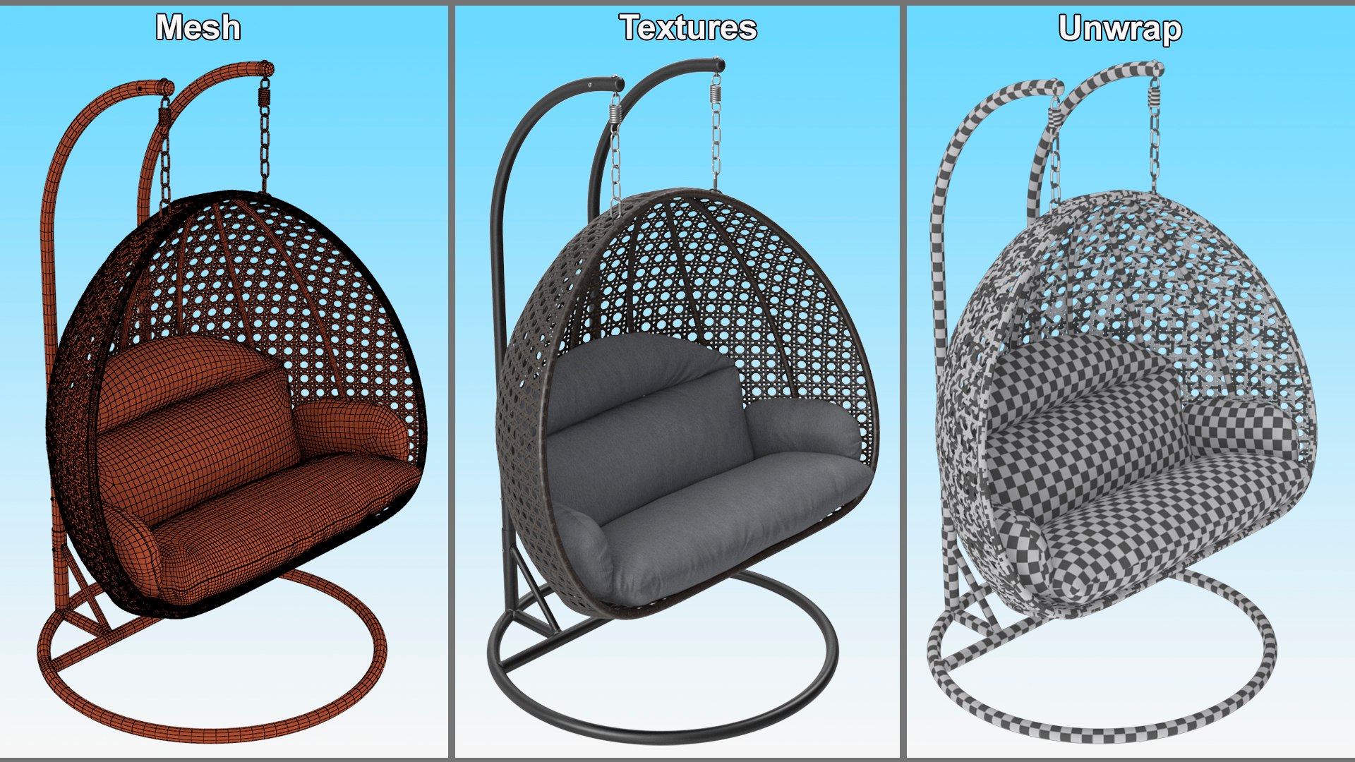 Outdoor Egg Chair Black 3D - TurboSquid 2168179