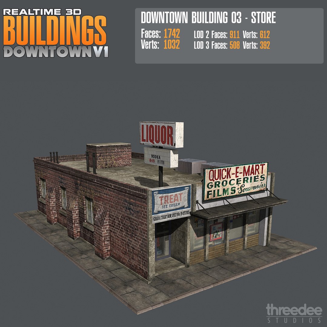 3d Model Building Realtime - Downtown