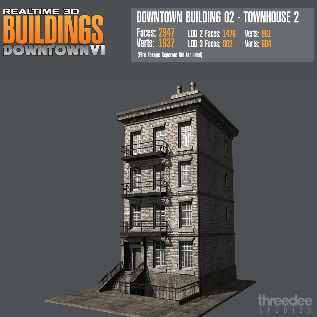3d Model Building Realtime - Downtown