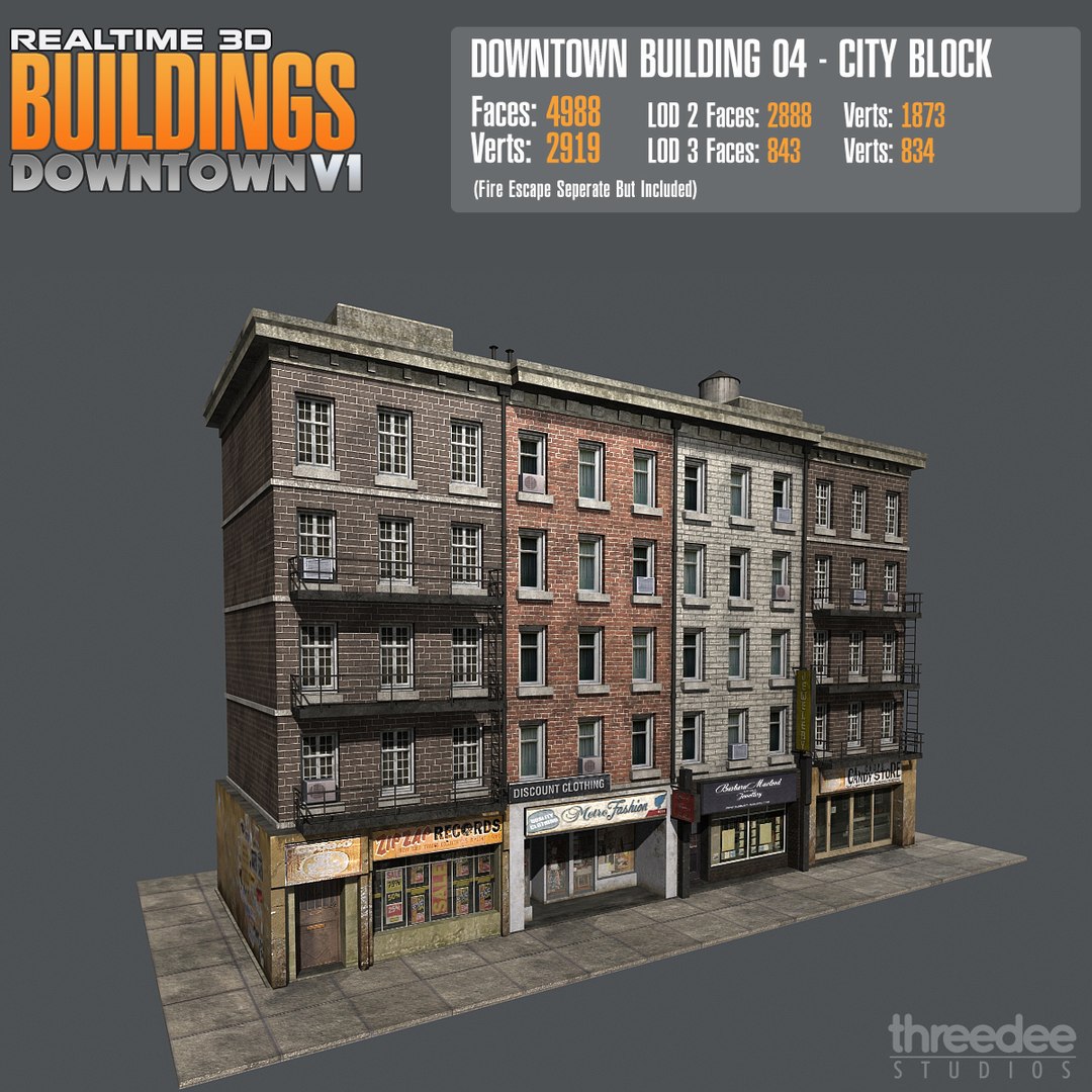 3d Model Building Realtime - Downtown