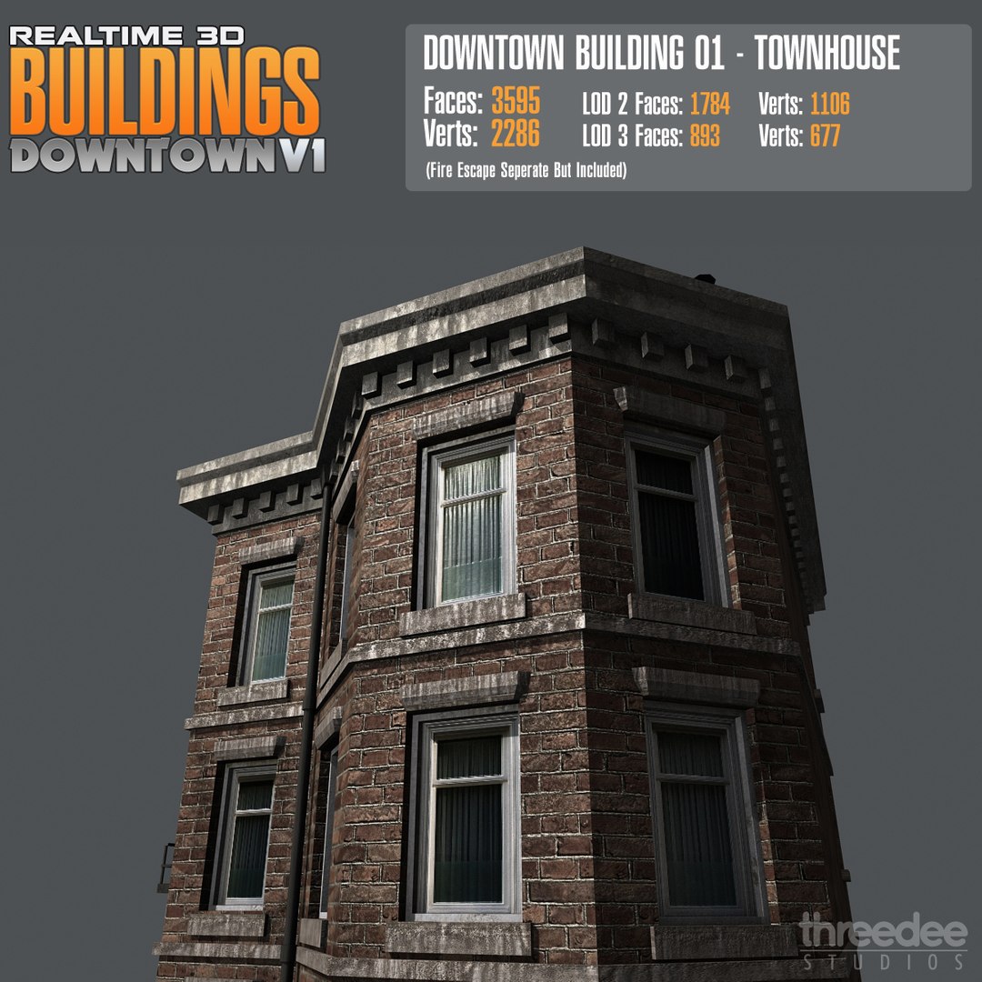 3d Model Building Realtime - Downtown