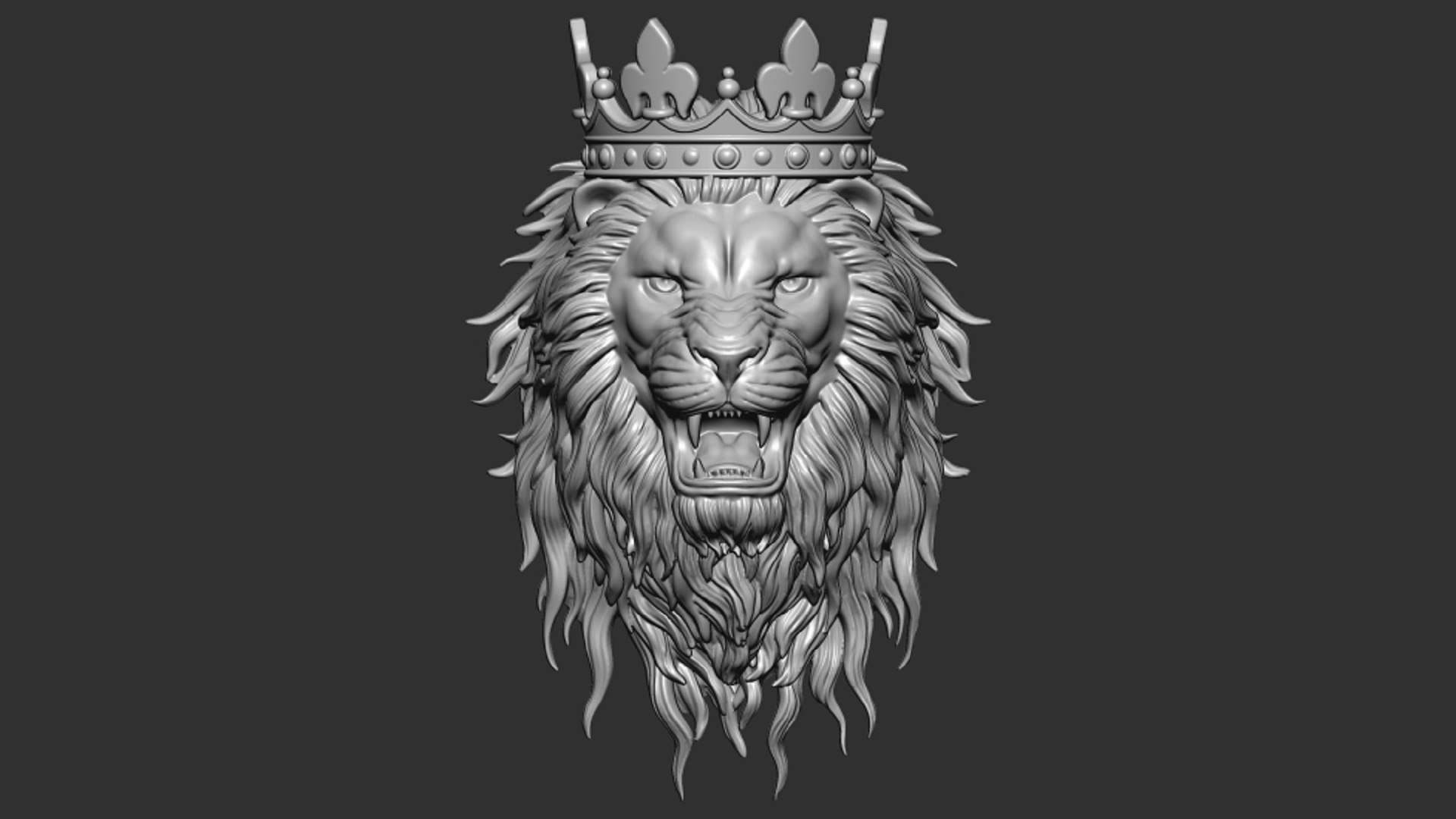 3D Angry Lion Crown Pendant - TurboSquid 1964009