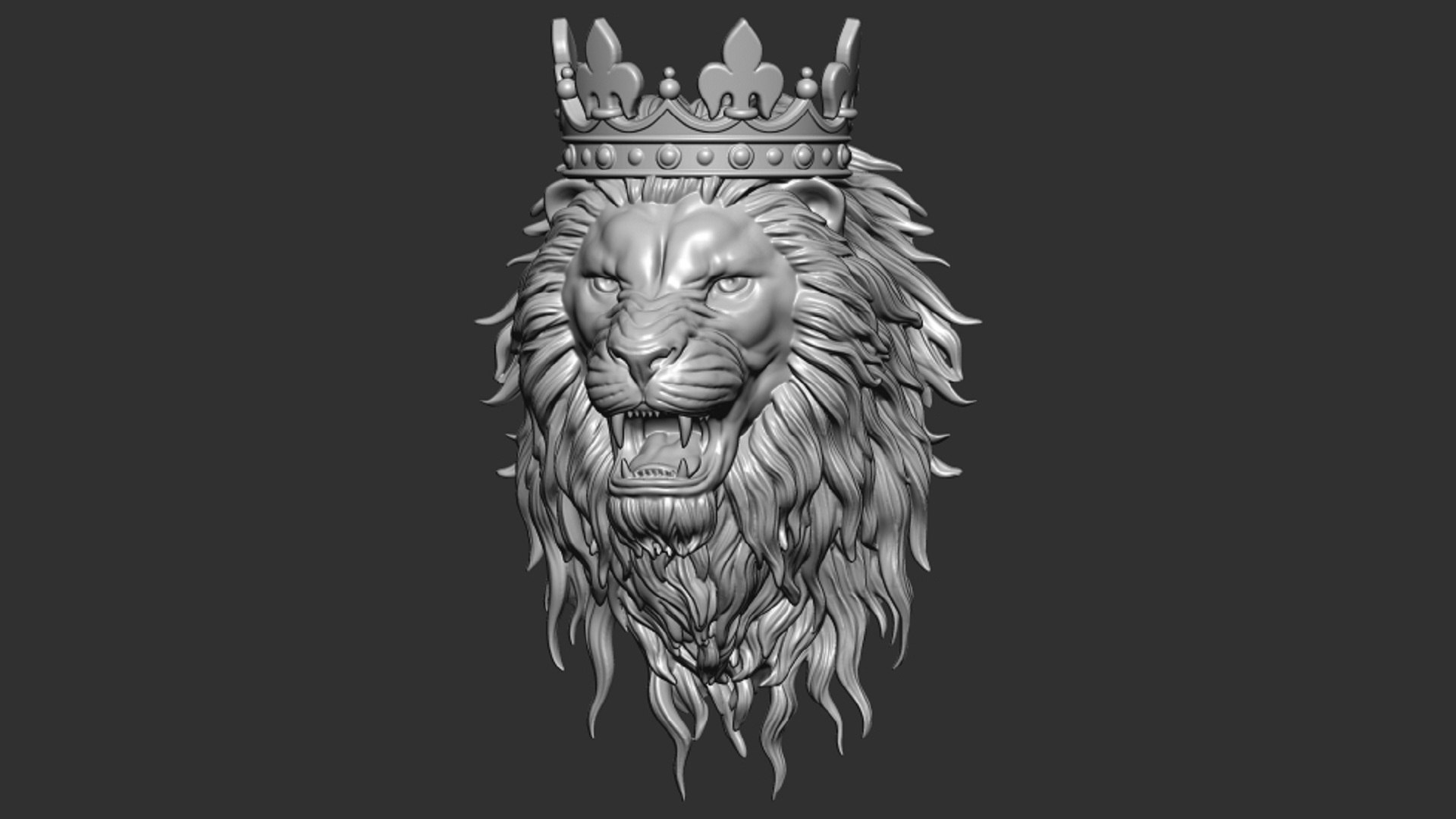 3D Angry Lion Crown Pendant - TurboSquid 1964009