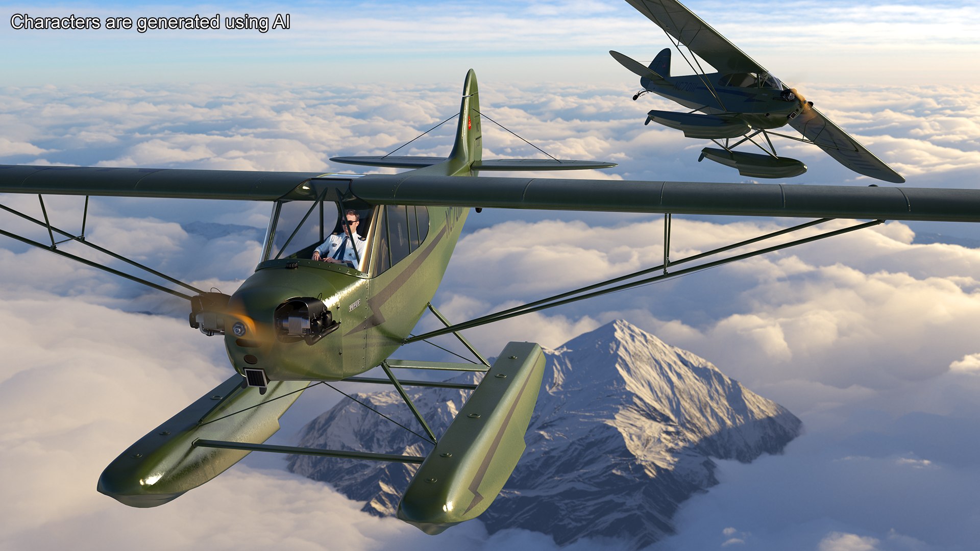 Seaplane Aircraft Piper J-3 With Floats 3D Model - TurboSquid 2217884