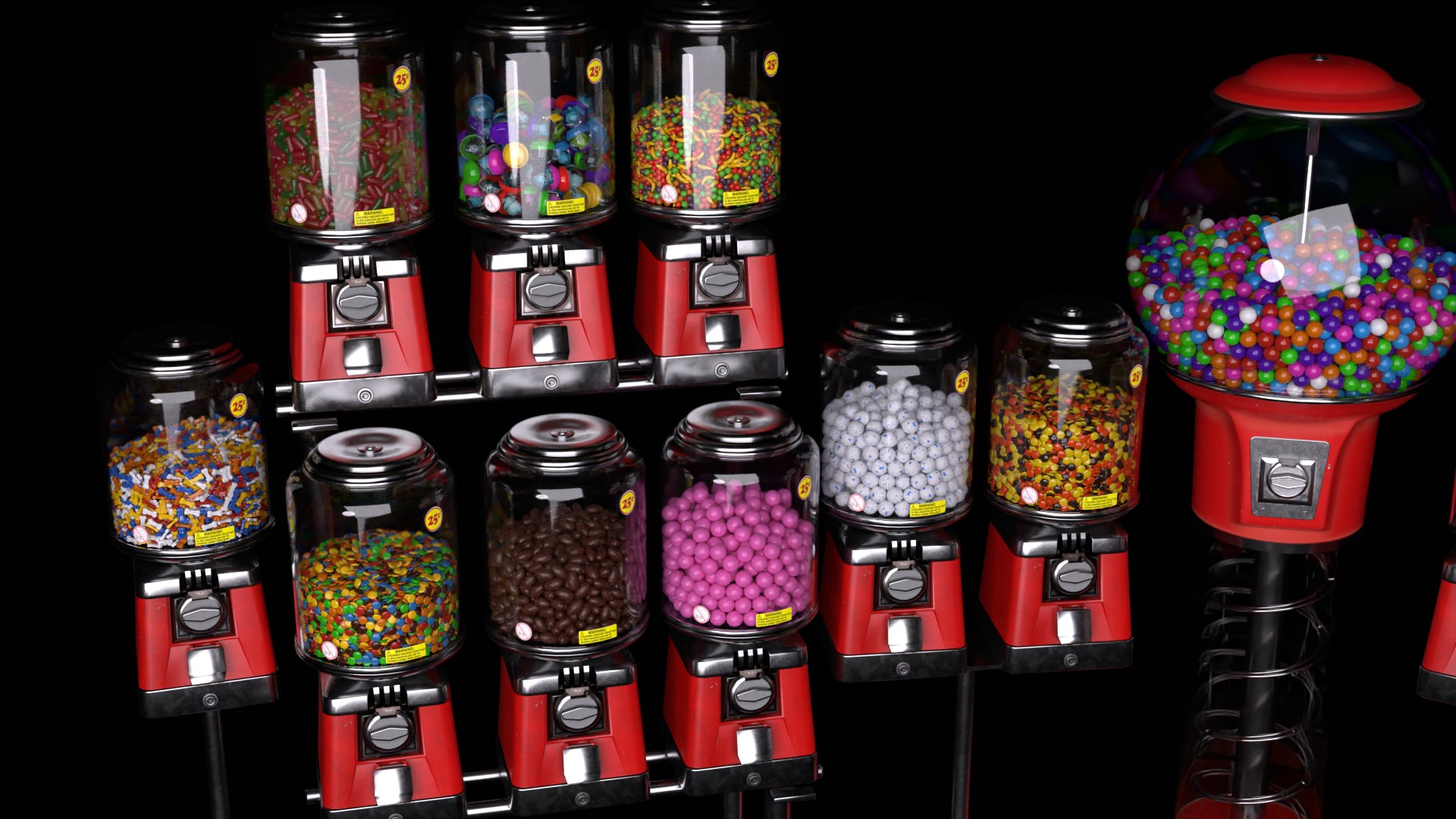 3D Gumball Candy Vending Machine Collection With 15 Fillings Model ...