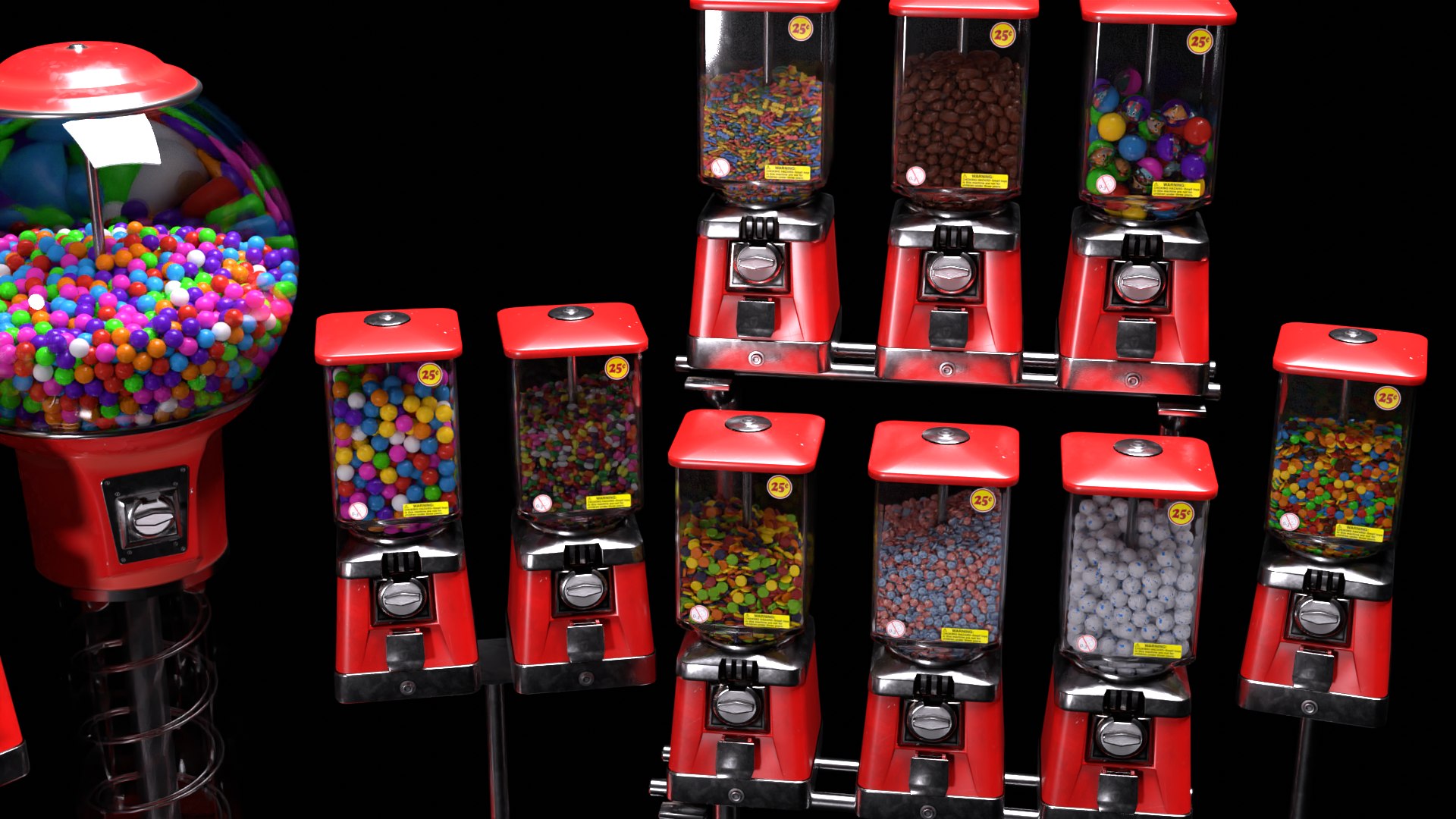 3D Gumball Candy Vending Machine Collection With 15 Fillings Model ...