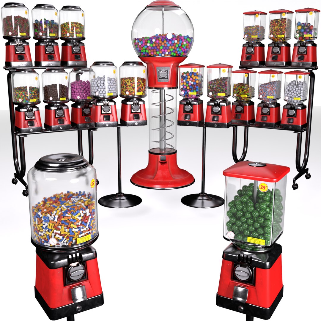 3D Gumball Candy Vending Machine Collection With 15 Fillings Model ...