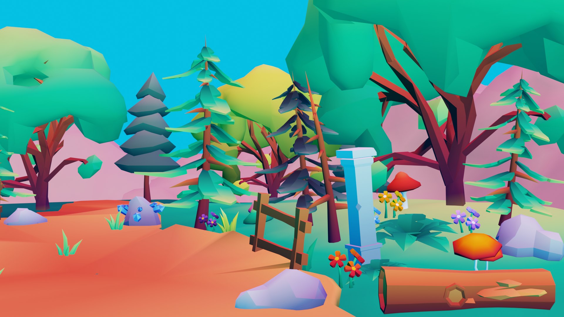 3D Lowpoly Cartoony Forest Pack Model - TurboSquid 2333279