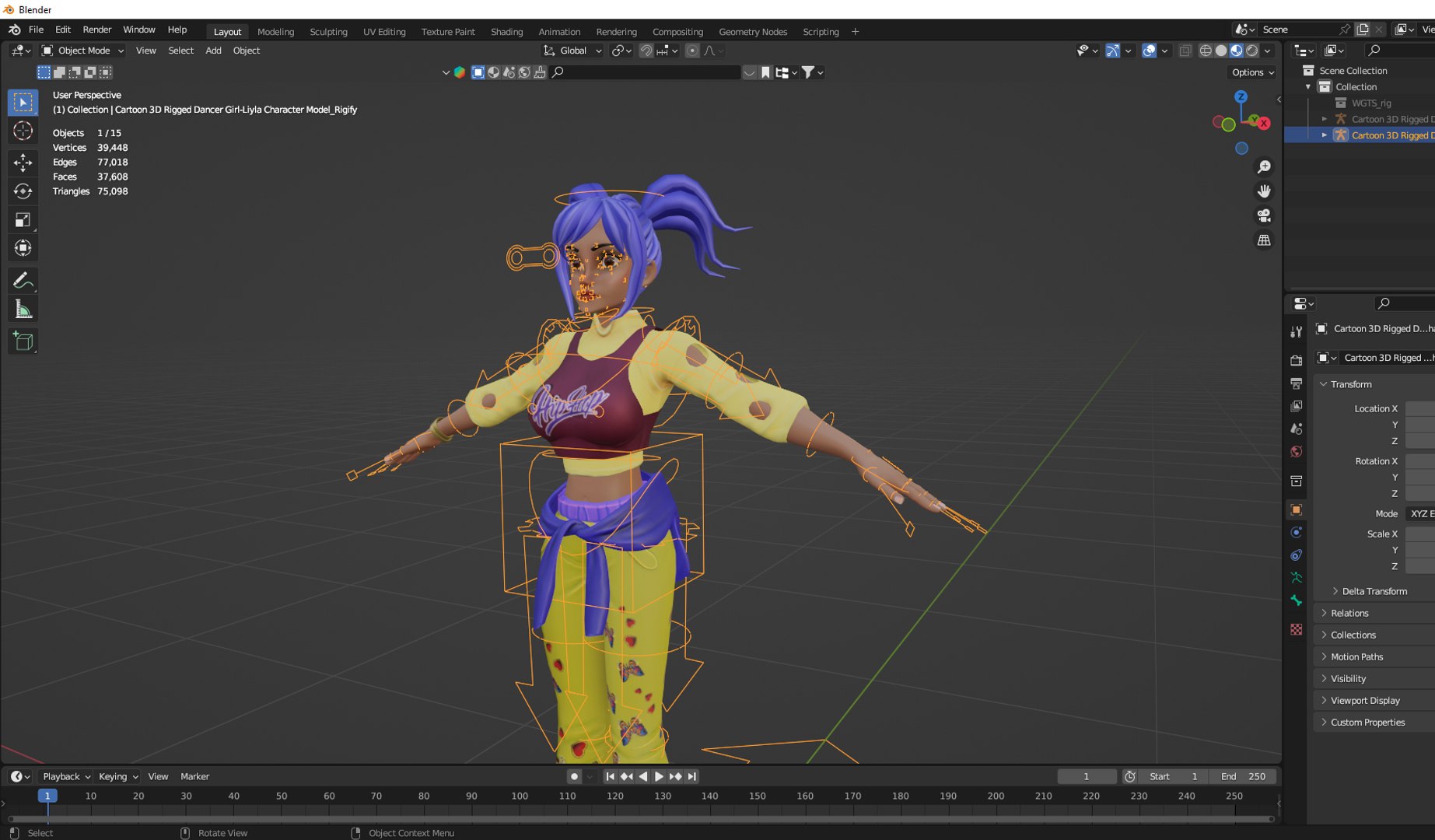 3D Cartoon 3D Rigged Dancer Girl-Liyla Character Model Model ...