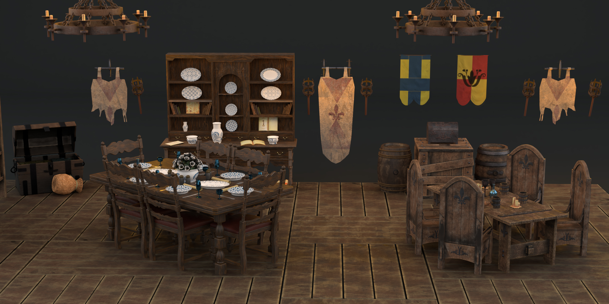 Medieval dining room 3D model - TurboSquid 1686110