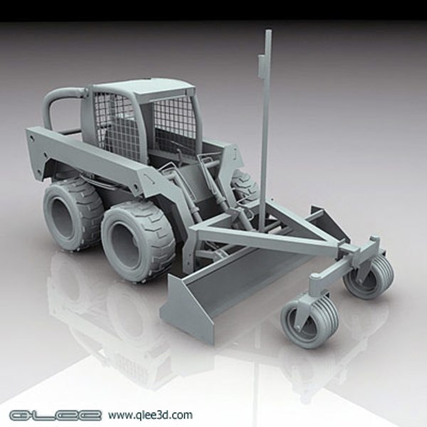 skidsteer power rake 3d model