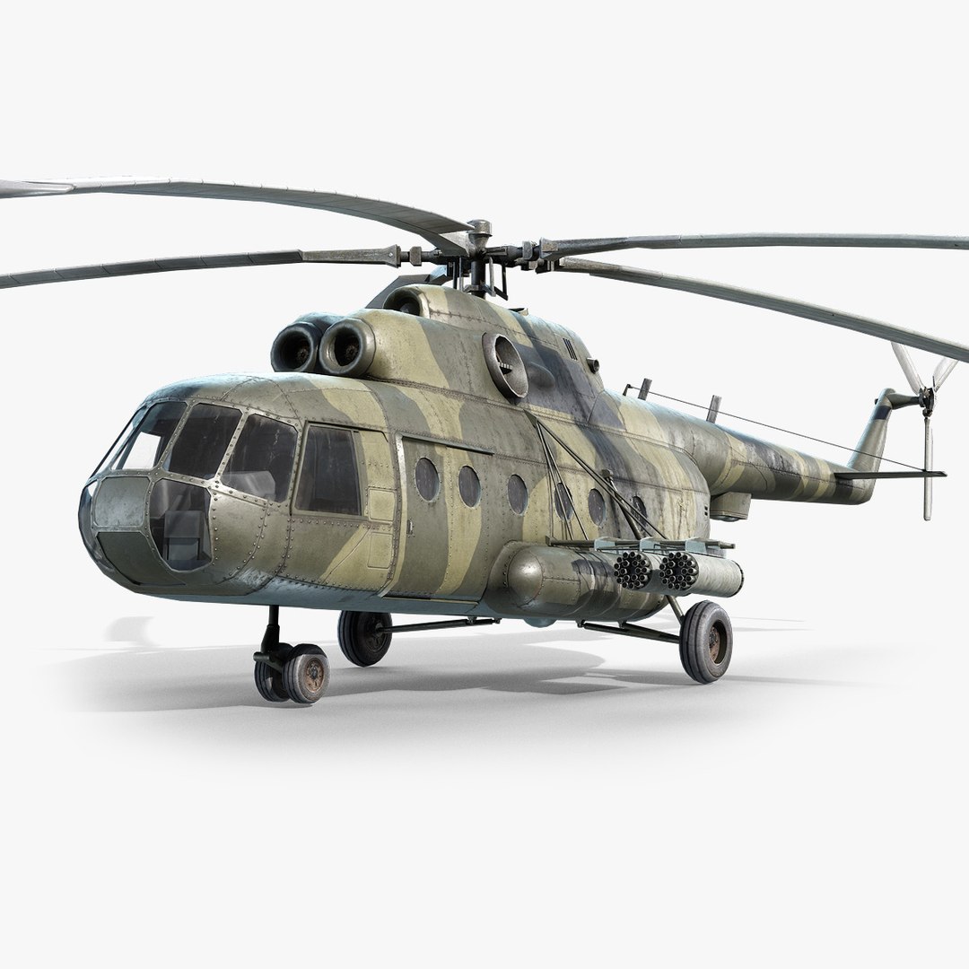 low-poly military helicopter mi-8 3d model