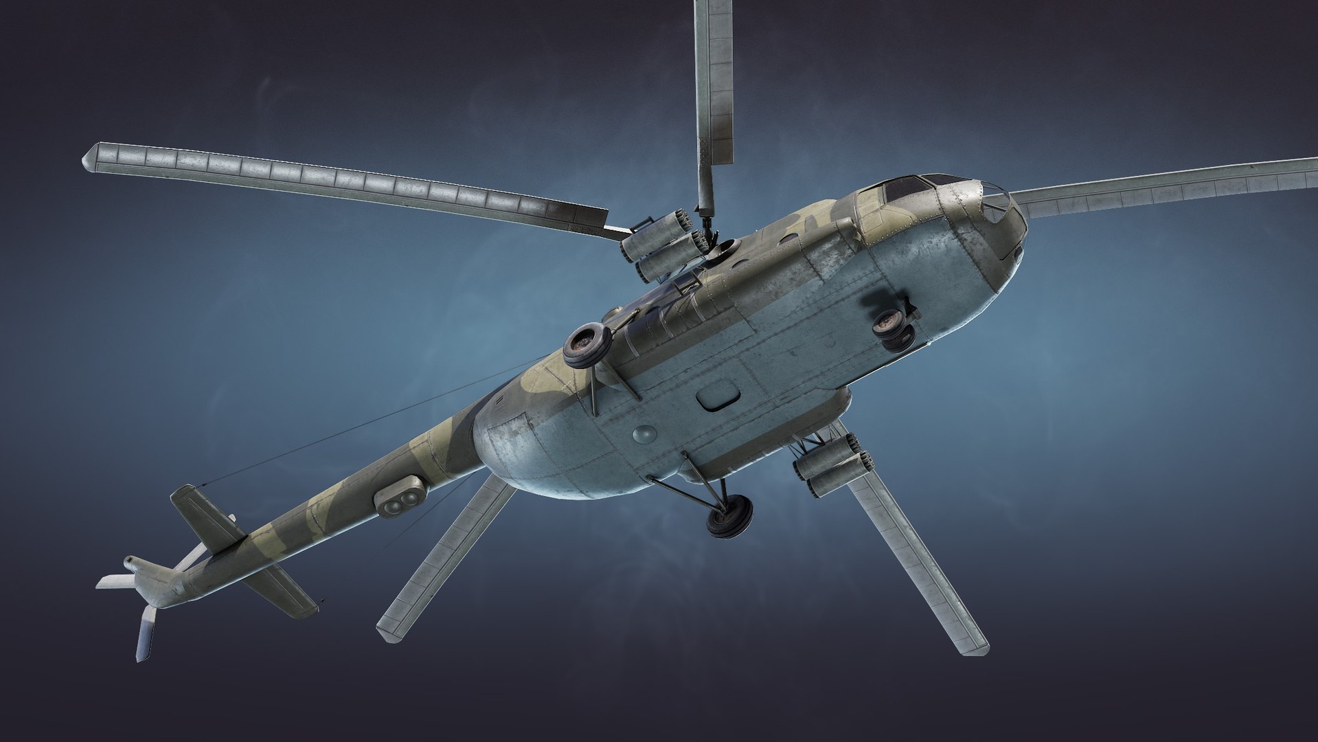 Low-poly Military Helicopter Mi-8 3d Model