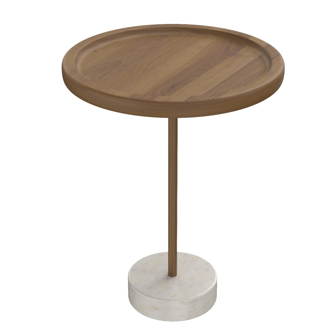 Roya KD Teak Side End Table Marble Base 3D Model - TurboSquid 2063294