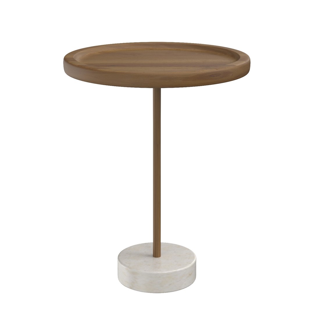 Roya KD Teak Side End Table Marble Base 3D Model - TurboSquid 2063294
