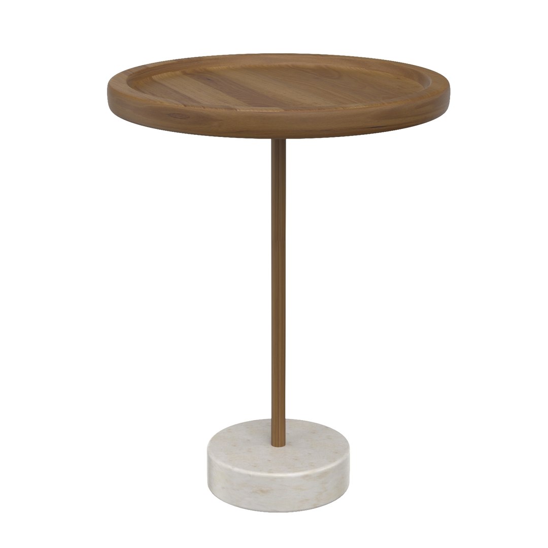 Roya KD Teak Side End Table Marble Base 3D Model - TurboSquid 2063294