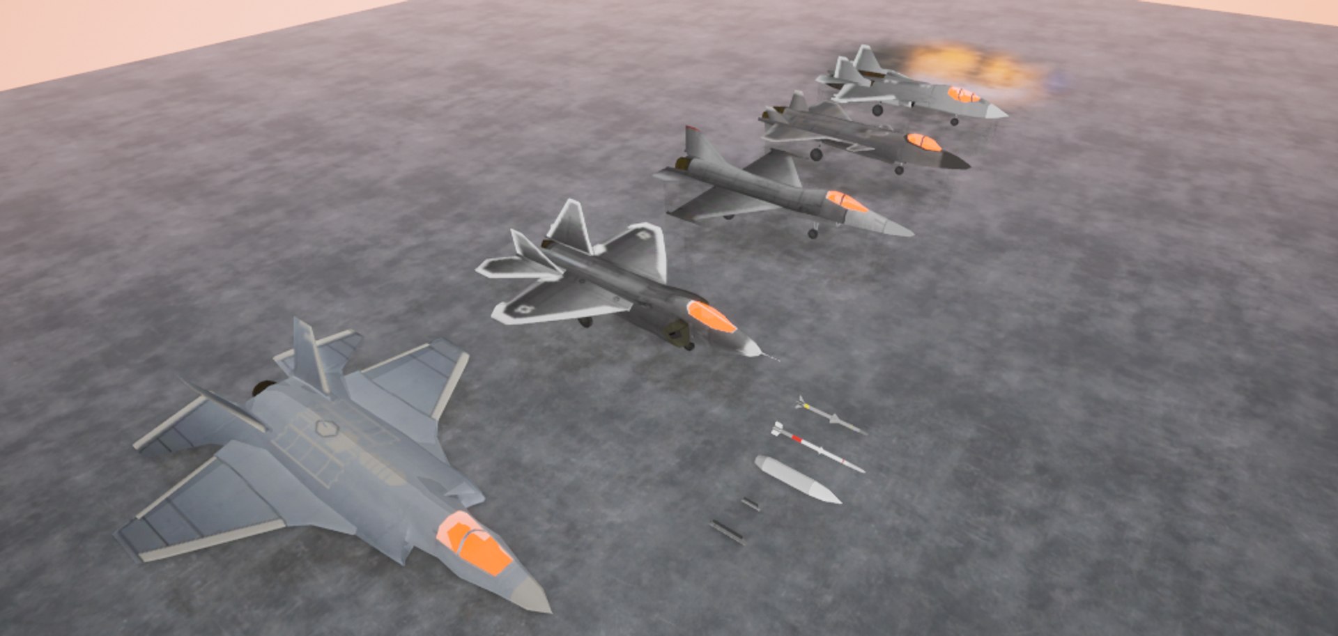 Jet Fighter Pack -Game Ready-Rigged-Animated- 3D - TurboSquid 2120136