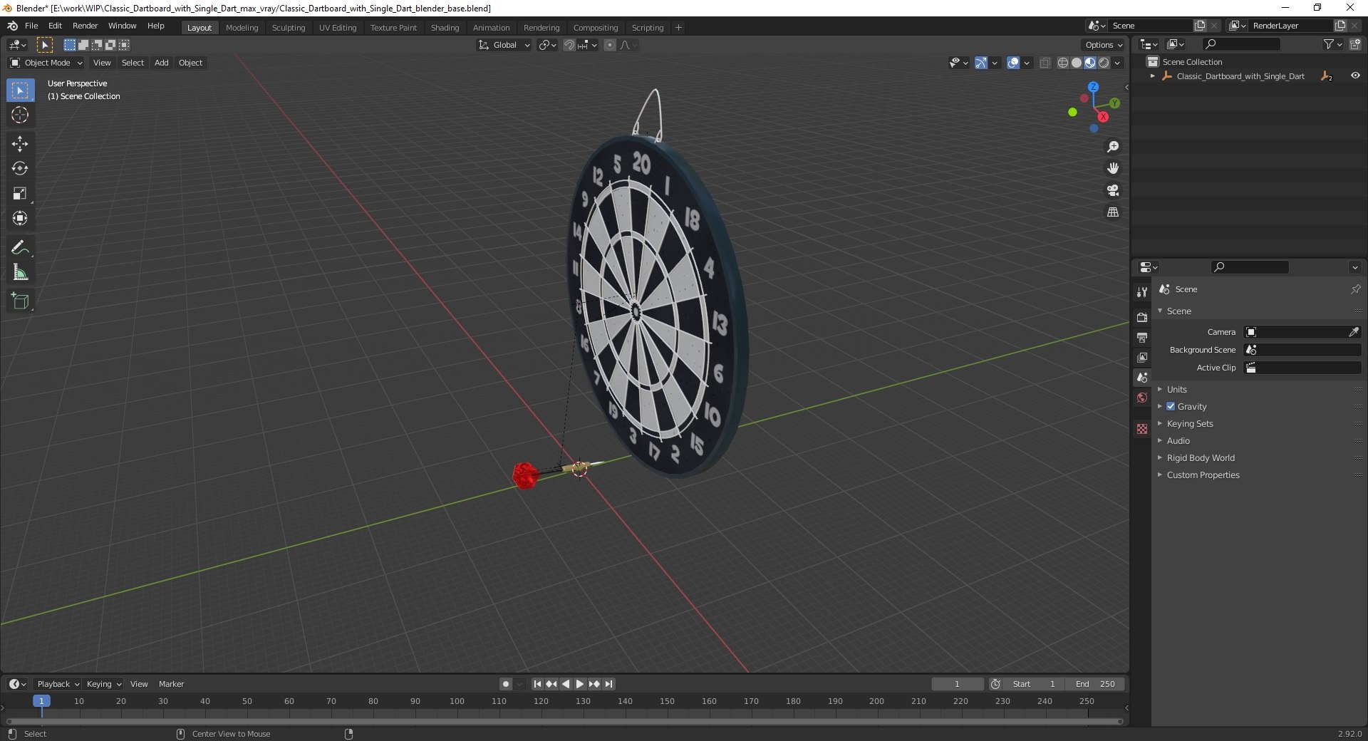 3D Classic Dartboard With Single Dart - TurboSquid 2243138
